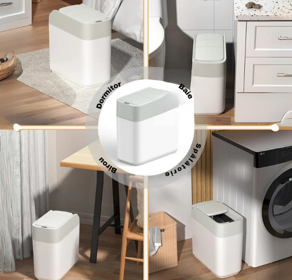 Cos de Gunoi Inteligent pentru Baie – 12L, cu Senzor de Miscare si ...